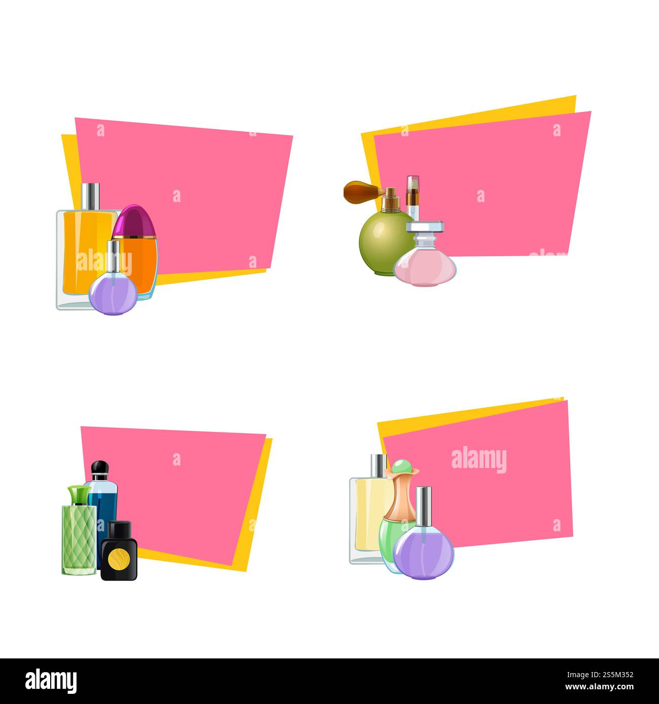 Vector perfume bottles stickers with place for text set illustration ...