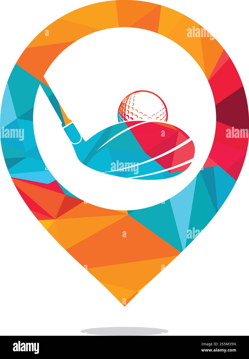 Vector golf club and map pointer logo combination. Golf club ...