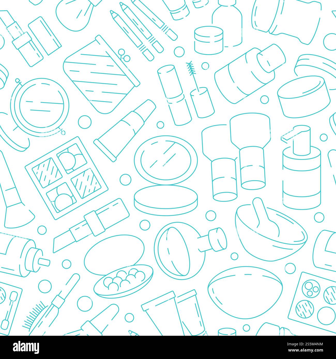 Makeup pattern. Hair brush eyeshadows lipstick nails vector seamless ...