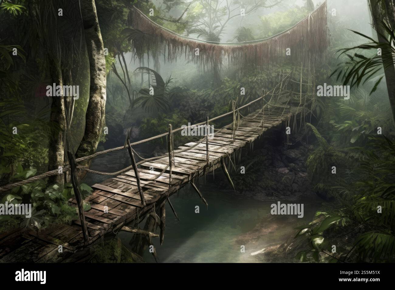 Jungle bridge after rain. Nature park. Generate Ai Stock Photo - Alamy