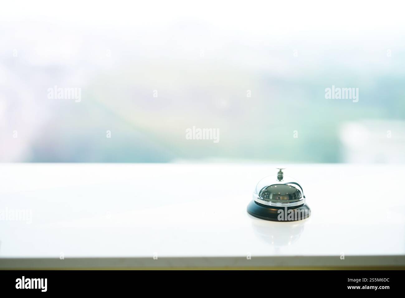 Hotel reception counter desk with service bell. front desk bell for ...