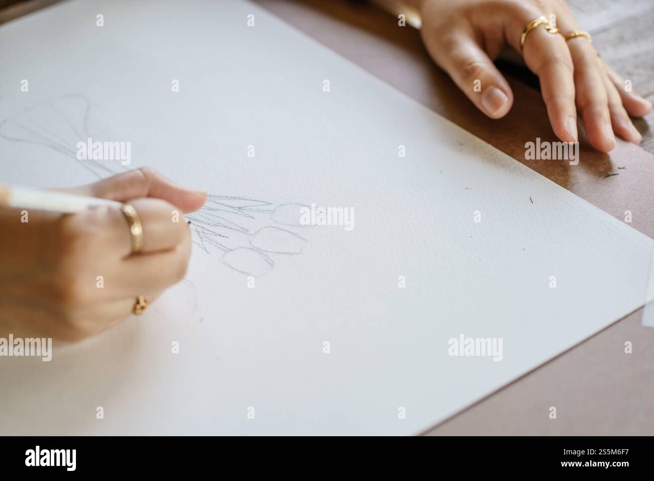 Artist drawing by pencil. woman drawing sketching Art Painting For Beginners hobby art therapy ...