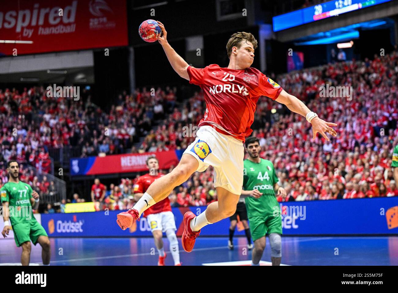 Herning, Denmark. 14th Jan, 2025. Lukas Lindhard of Danmark during IHF ...