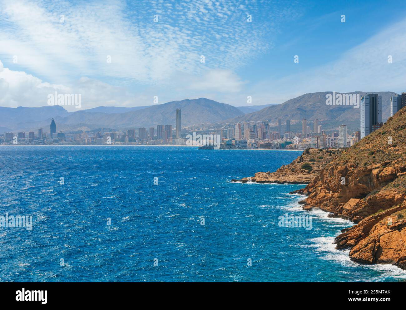 Benidorm city coast summer view (Costa Blanca, Alicante, Spain). People ...