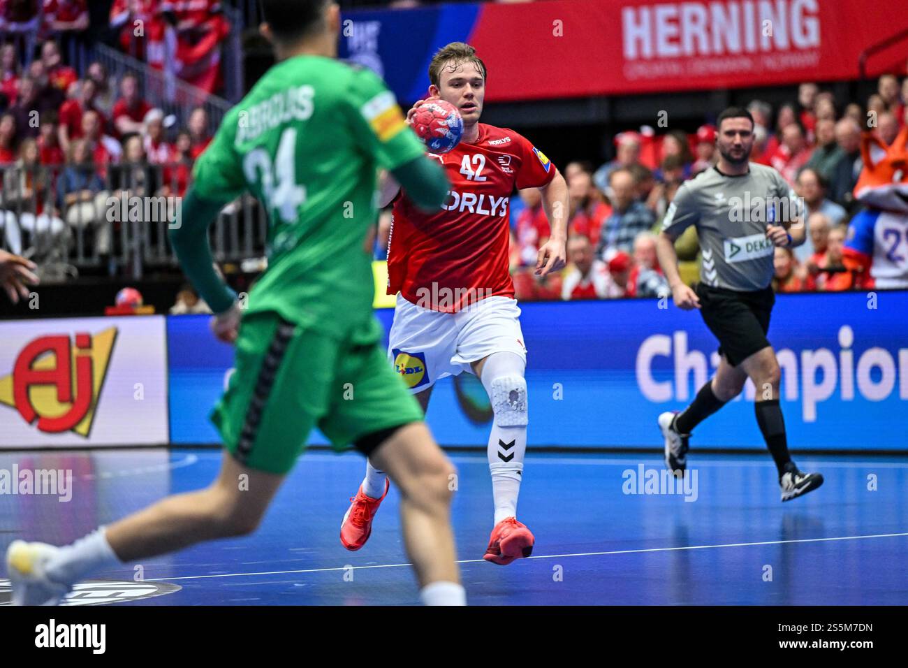 Herning, Denmark. 14th Jan, 2025. Thomas Sommer Arnoldsen of Danmark ...