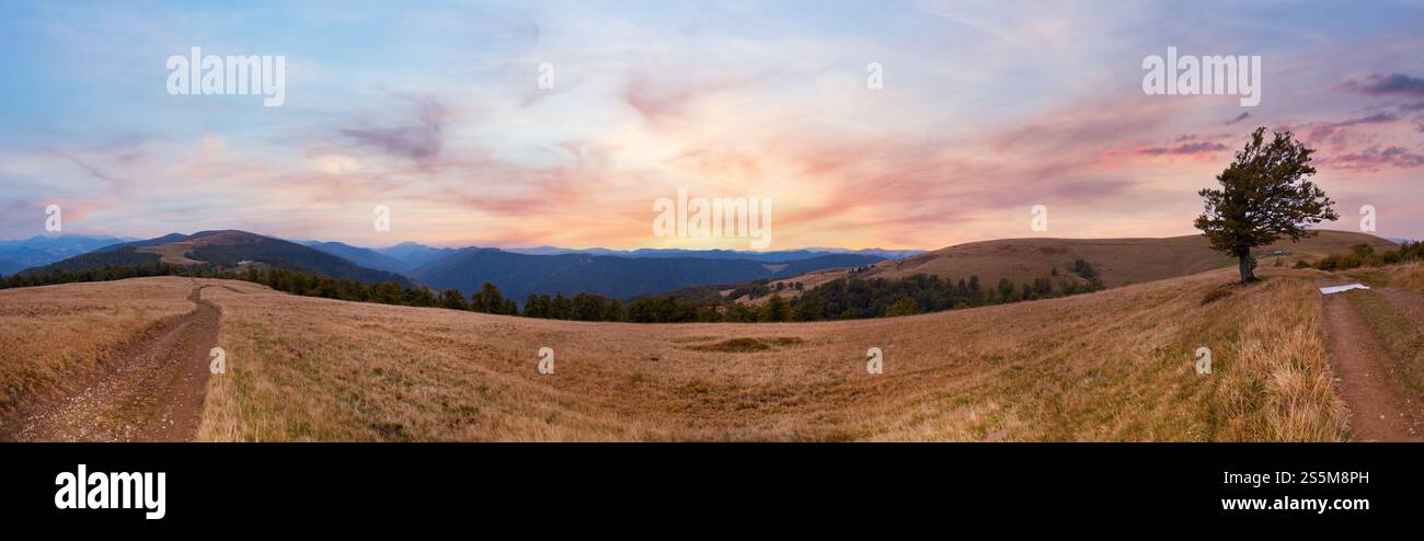 Panoramic landscape with two country roads hi-res stock photography and ...