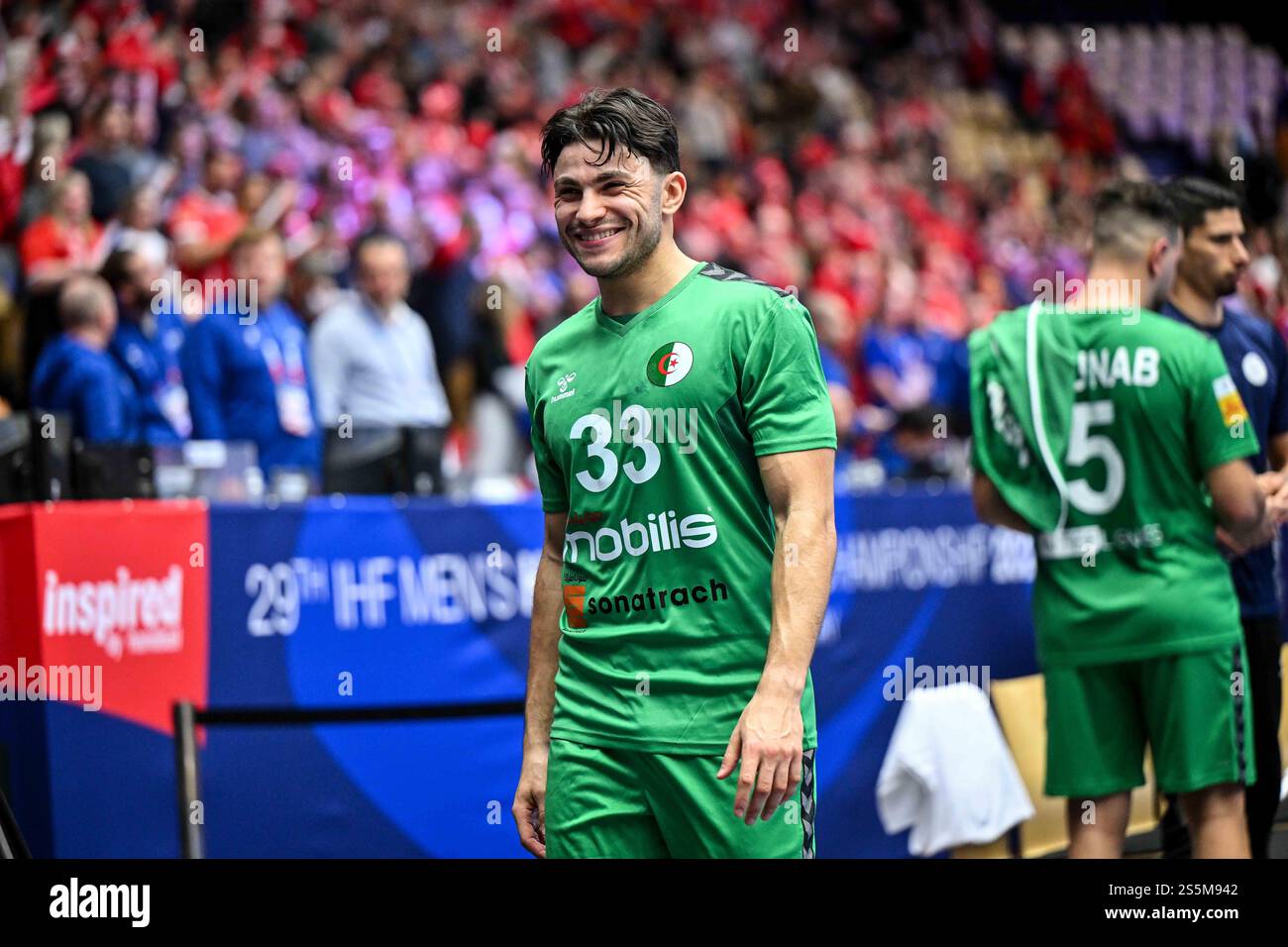Herning, Denmark. 14th Jan, 2025. Mounir Chehri of Algeria during IHF ...