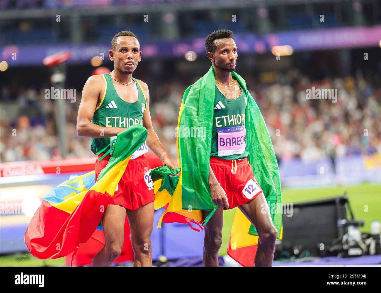 Berihu Aregawi and Selemon Barega participating in the 10.000 meters at ...