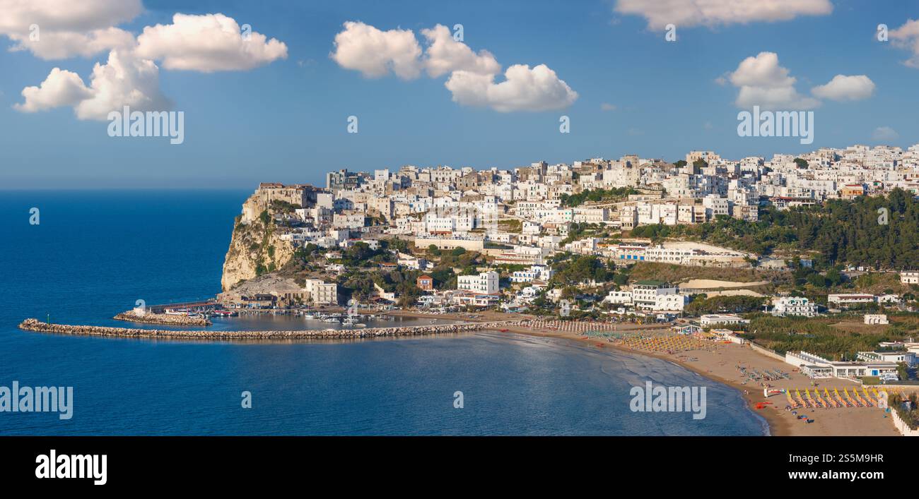 Summer sea perched Peschici beautiful town view, Gargano peninsula in ...