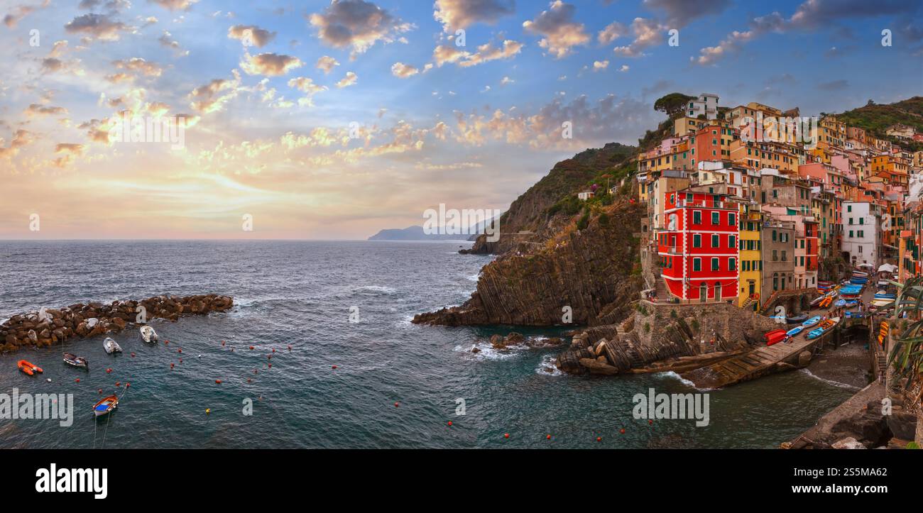 Beautiful summer Manarola - one of five famous villages of Cinque Terre ...