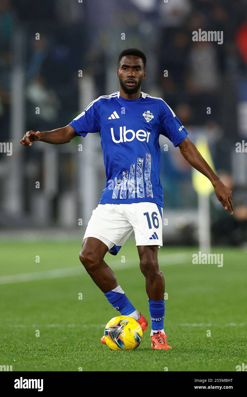 Rome, Lazio, Italy. 10th Jan, 2025. Como's Alieu Fadera controls the ...