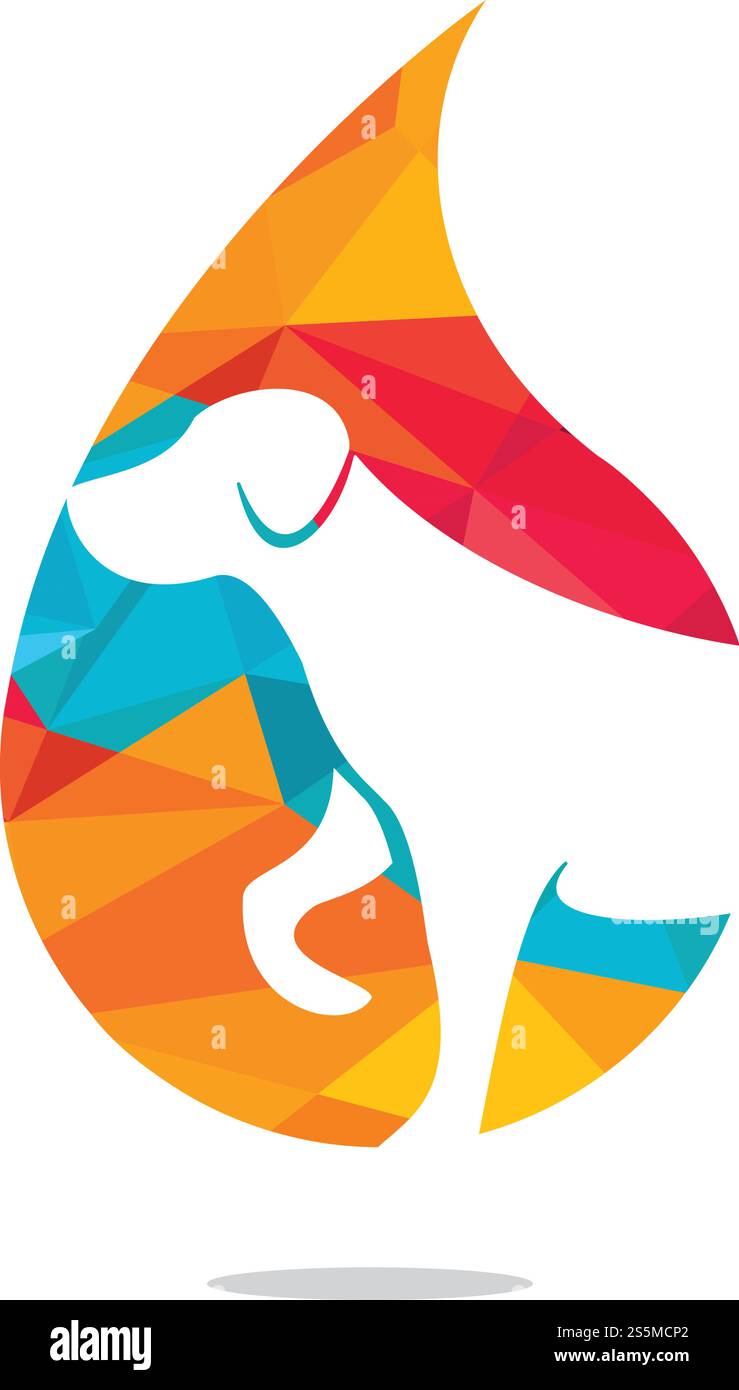 Dog and water drop icon logo design vector illustration. Veterinary ...