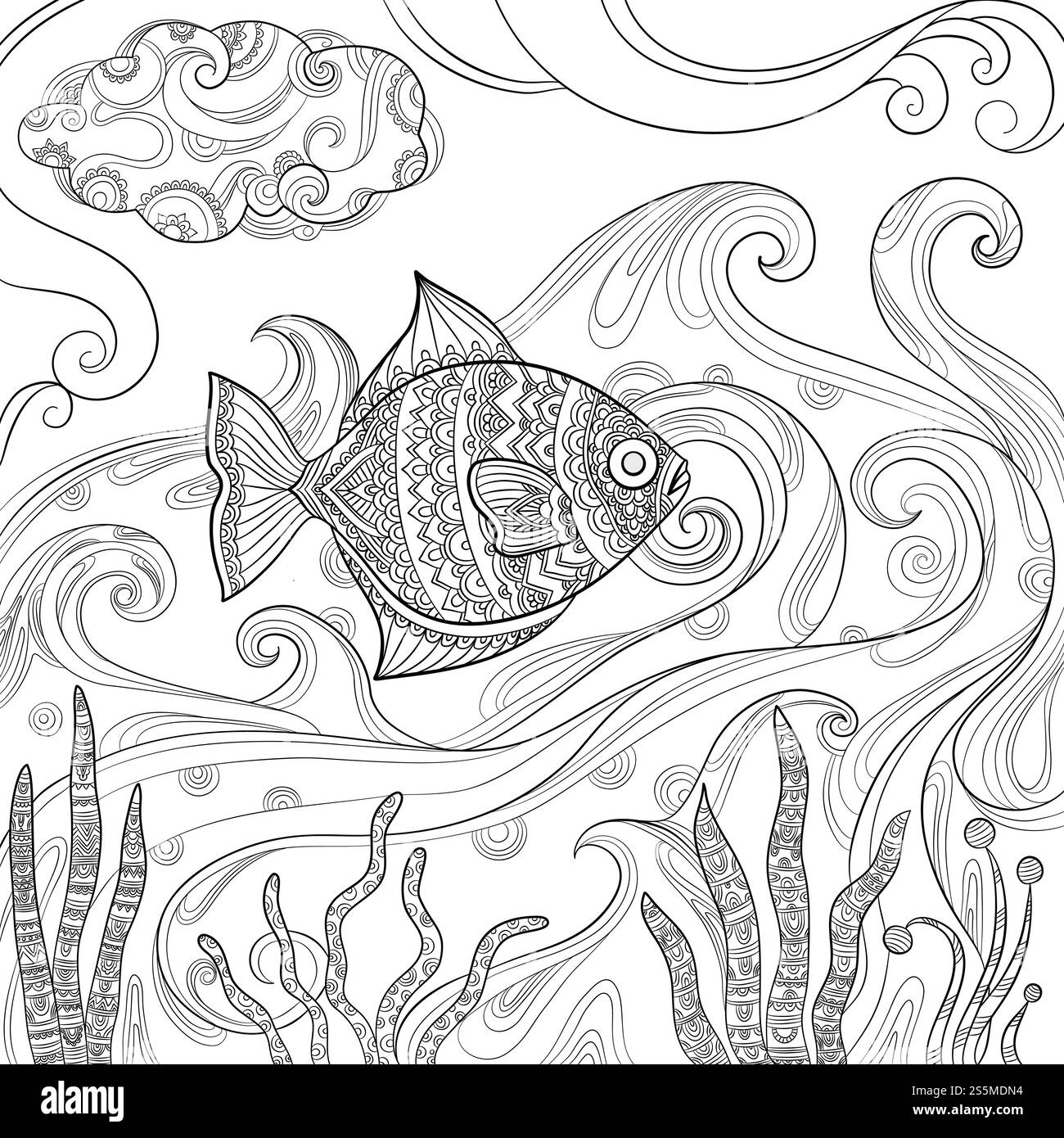 Ocean fish coloring. Fashion pictures of water sea or ocean animals ...