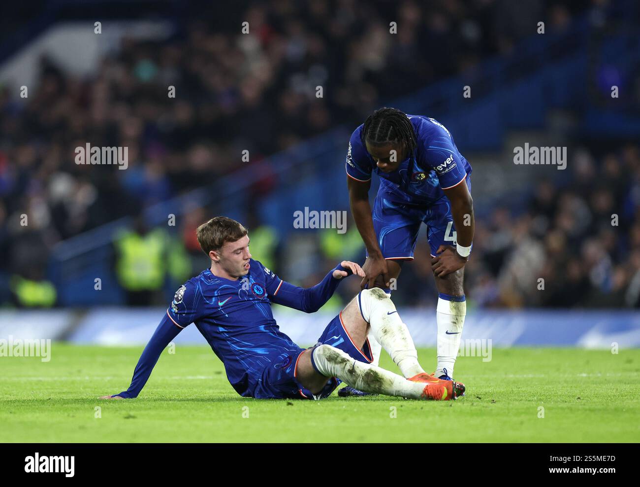 Chelsea's Cole Palmer reacts to a tackle during the Premier League ...