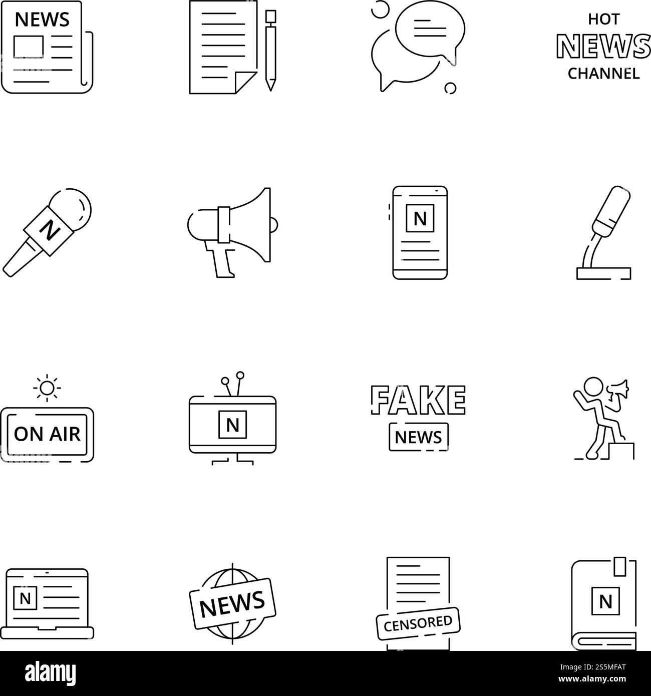 News icons. Media source magazine paper newspaper publishing computer ...