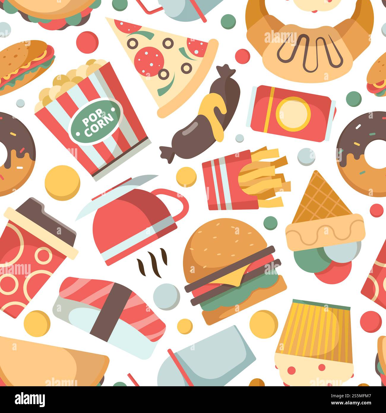 Fast food pattern. Restaurant menu pictures pizza hamburger ice cream ...