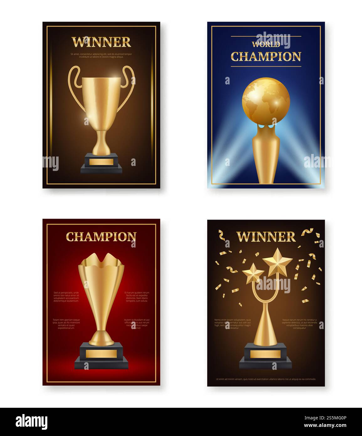 Trophy poster. Winner awards placard design template medals for ...
