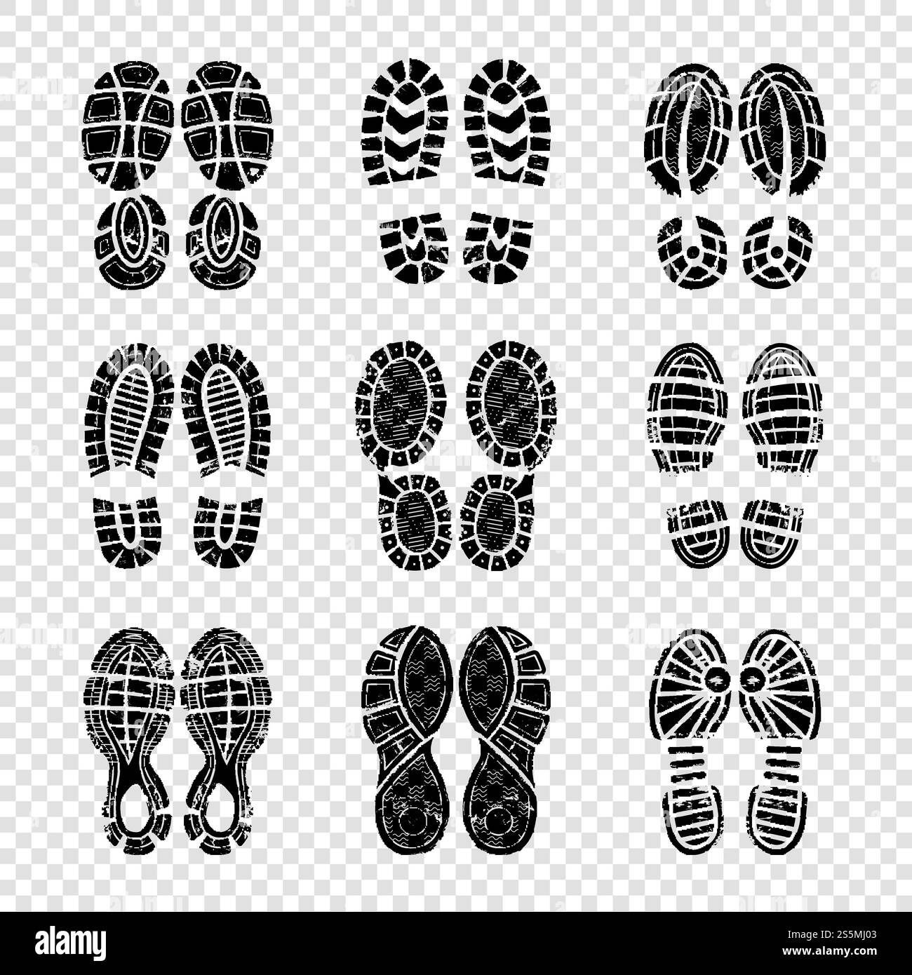 Footprint human. Walking boots soles steps silhouettes vector template ...