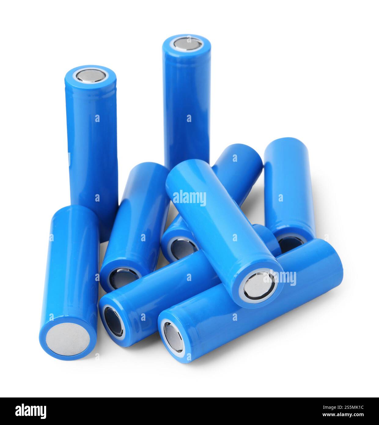 Many AA cell batteries isolated on white Stock Photo - Alamy