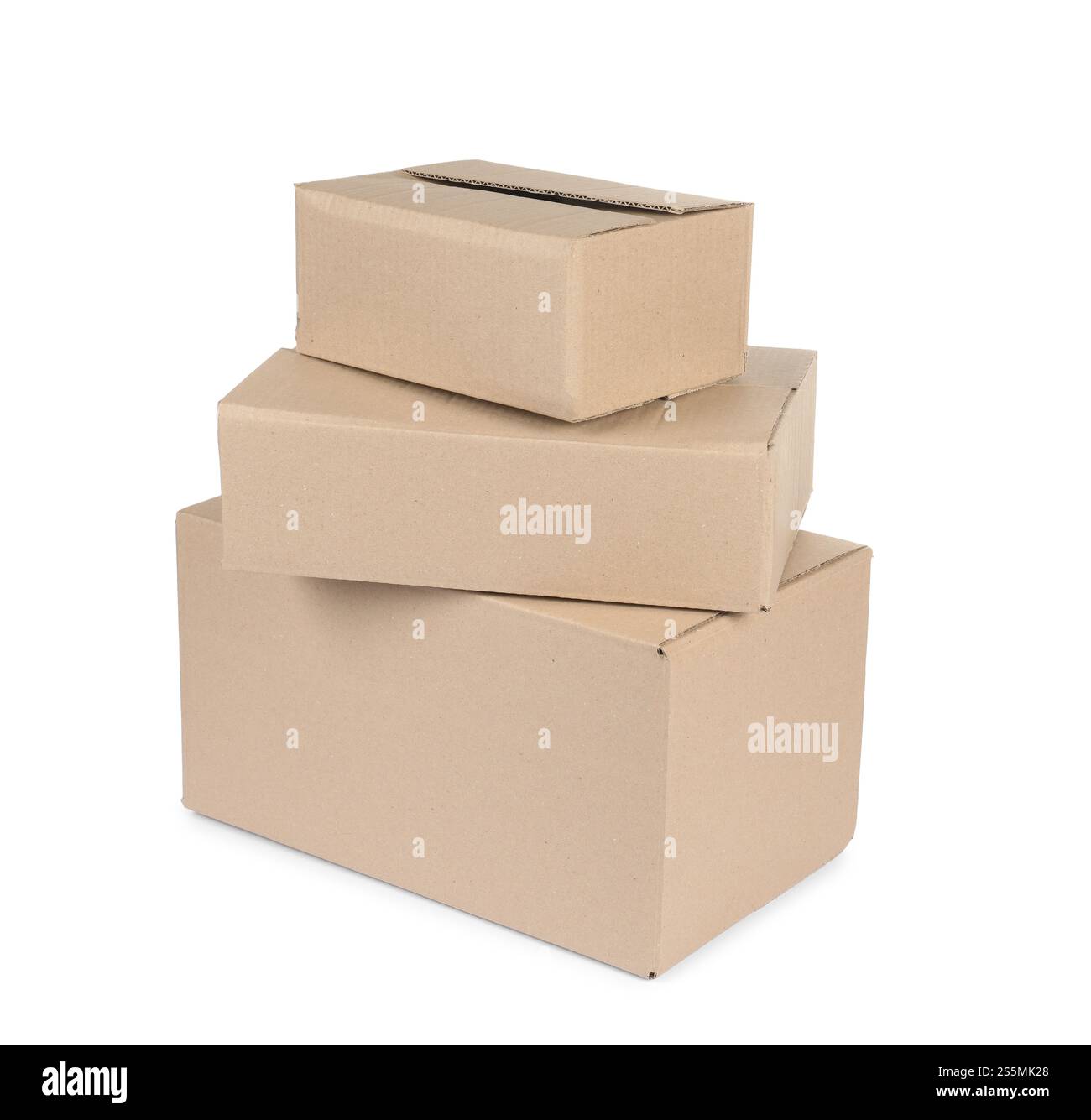 Stack of cardboard parcel boxes isolated on white Stock Photo - Alamy