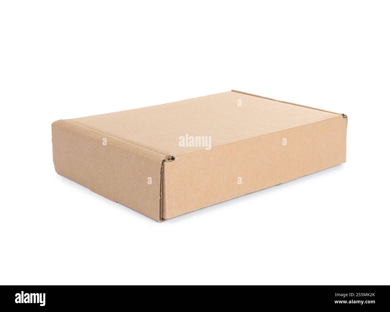 One cardboard parcel box isolated on white Stock Photo - Alamy