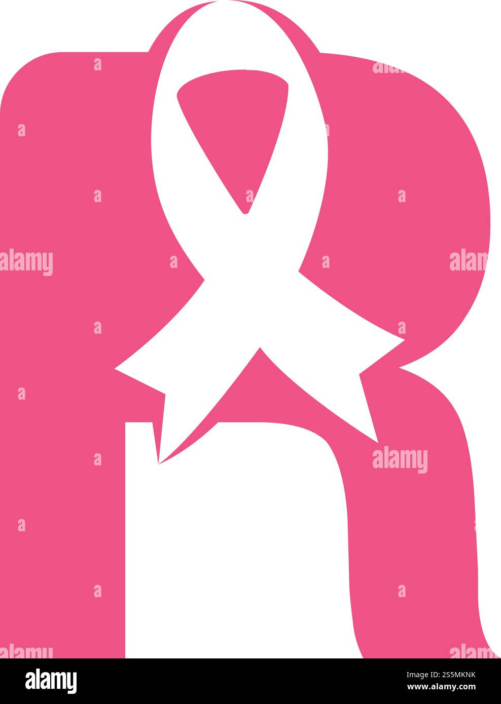 Letter R Pink ribbon vector logo design. Breast cancer awareness symbol ...