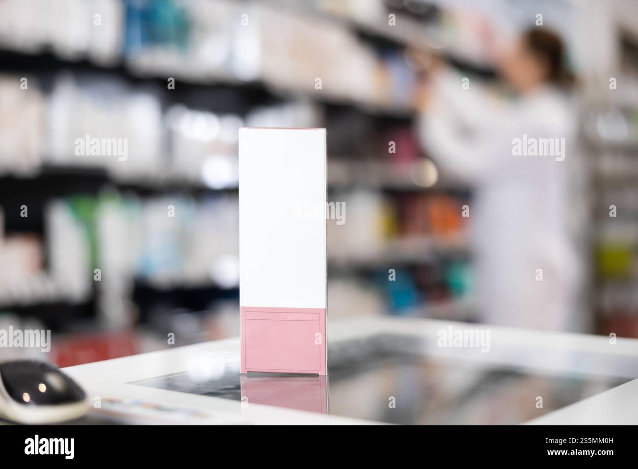In pharmacy, there is cosmetic product for professional skin care on ...