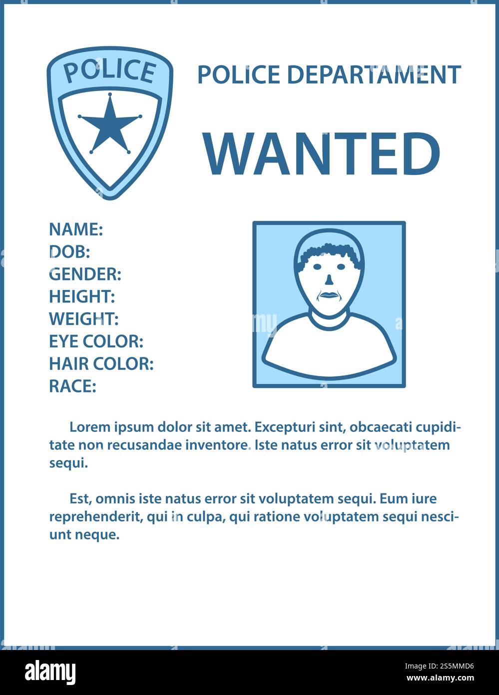 Wanted Poster Icon. Thin Line With Blue Fill Design. Vector ...