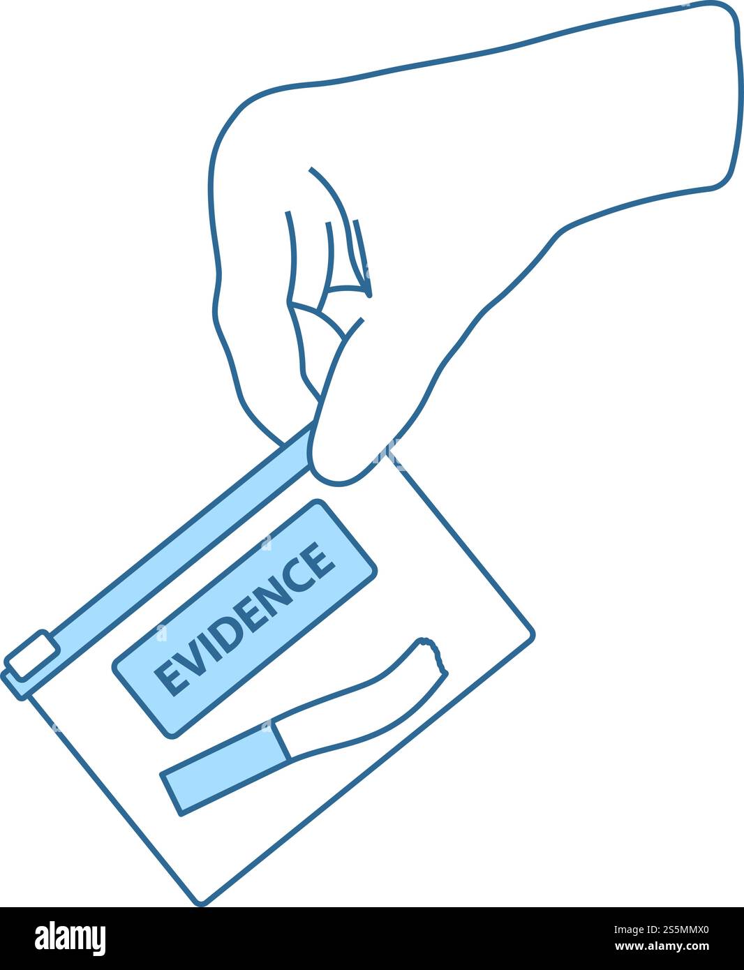 Hand Holding Evidence Pocket Icon. Thin Line With Blue Fill Design ...