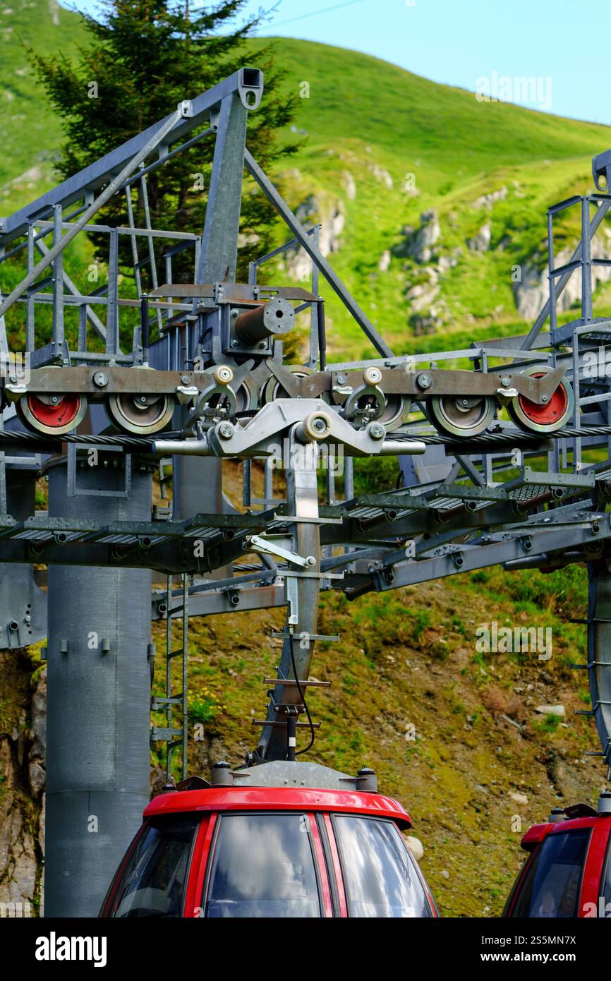 Stunning View of Modern Aerial Tramway Cabins Against a Majestic ...