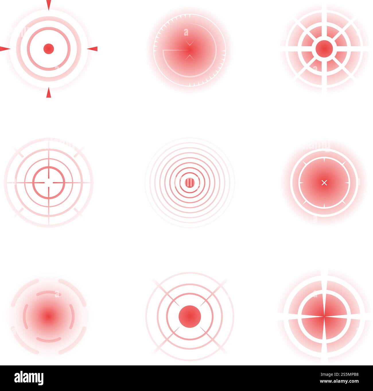 Radial red shapes. Migraine aiming bones painful target concentric pain ...