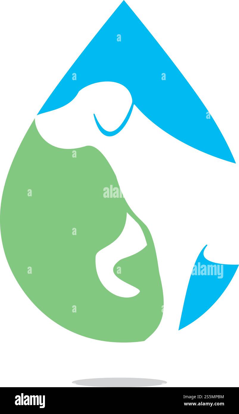 Dog and water drop icon logo design vector illustration. Veterinary ...