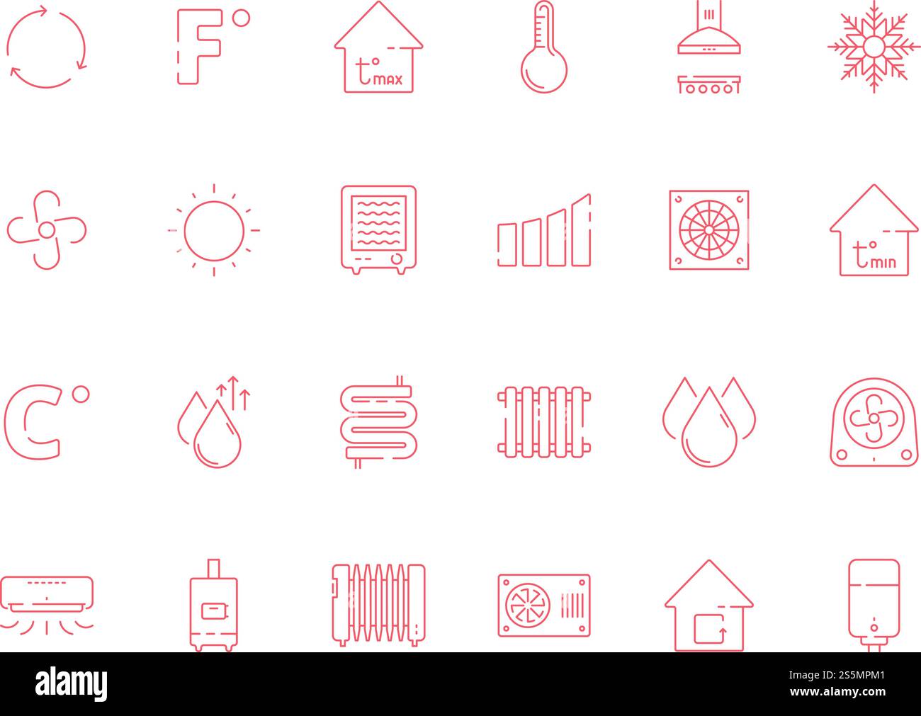 Cooling heating symbols. Cool sun conditioning systems dry air and ...