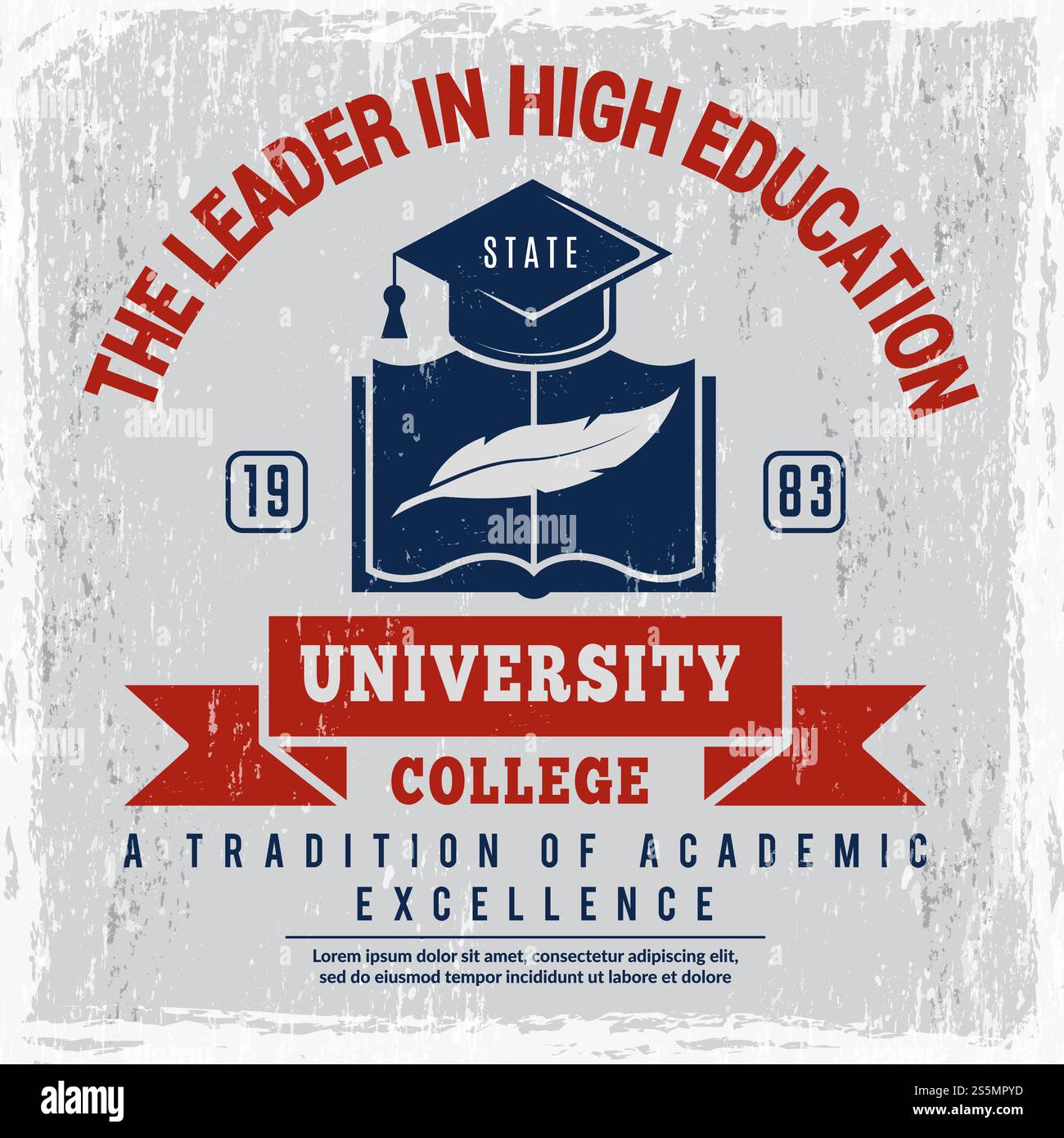 College poster. University identity placard school vector picture with ...