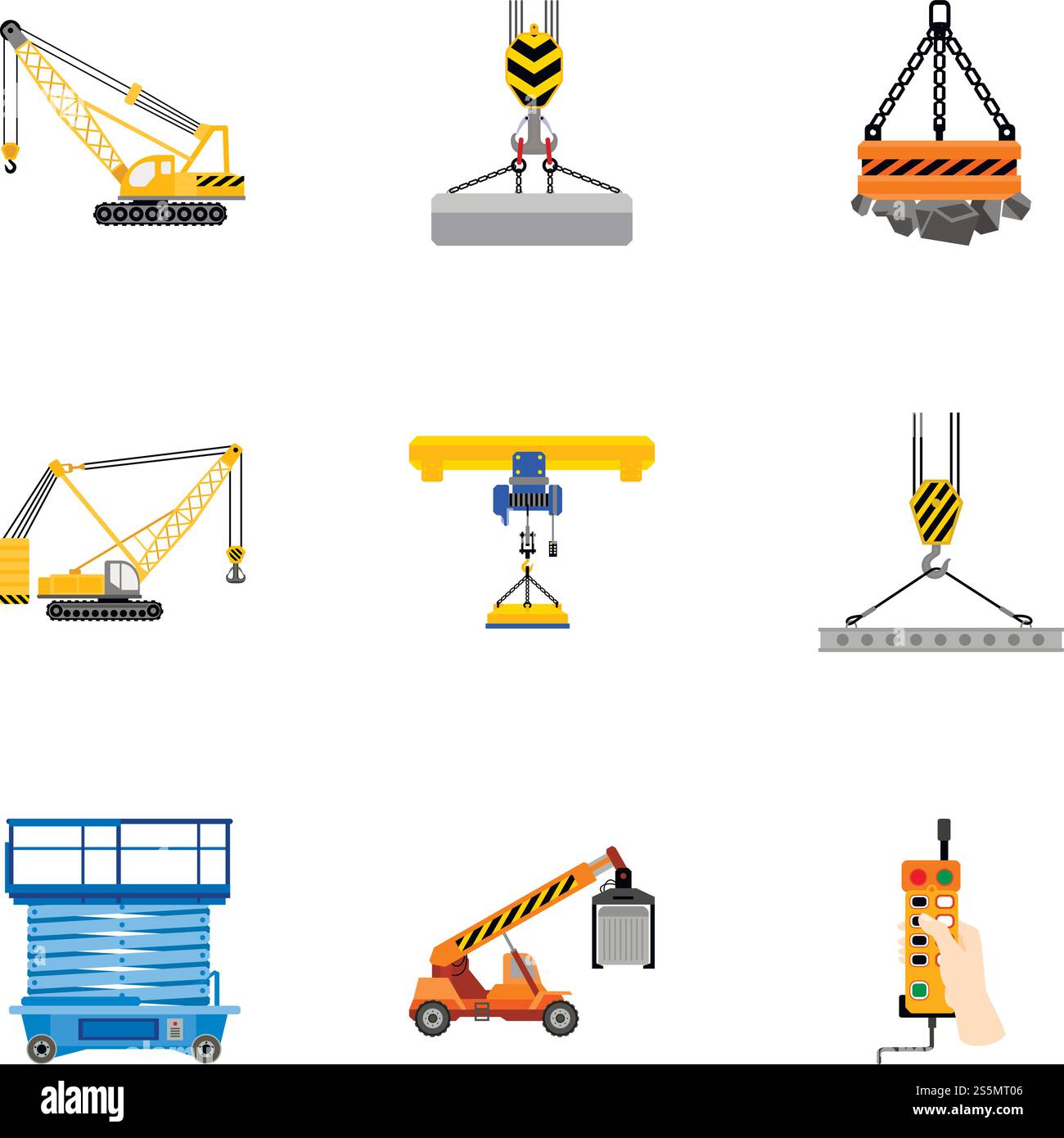 Lifting tools icon set. Flat set of 9 lifting tools vector icons for ...
