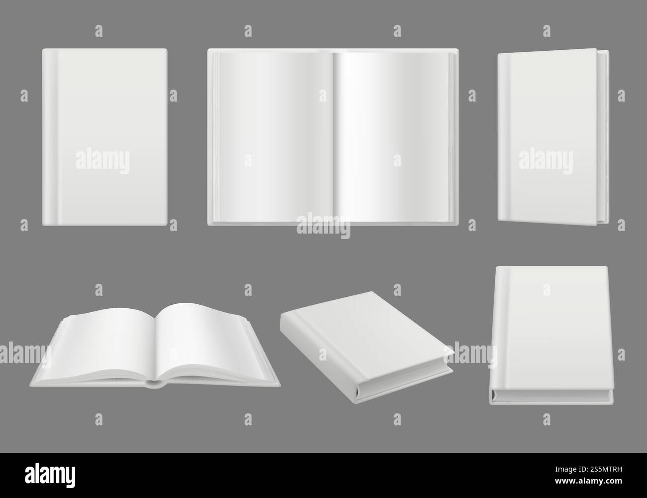 Books cover template. Clean white 3d pages isolated brochure or ...