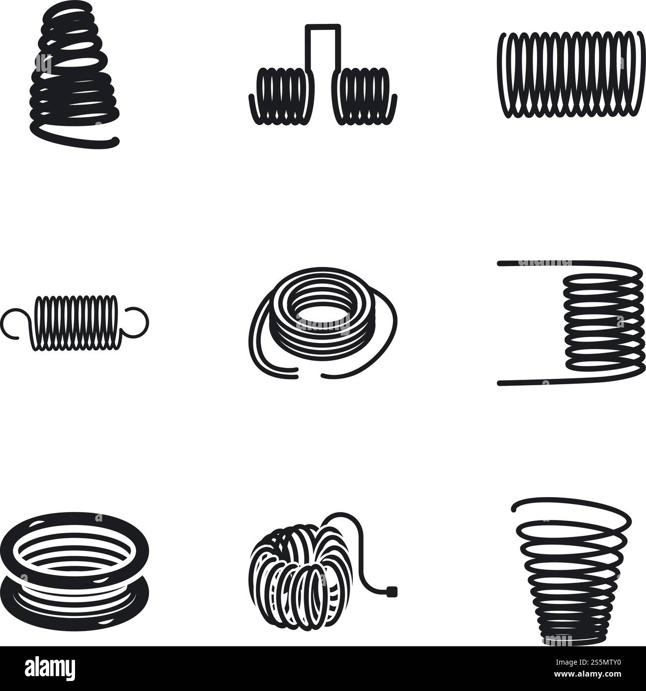 Magnetic coil icon set. Simple set of 9 magnetic coil vector icons for ...