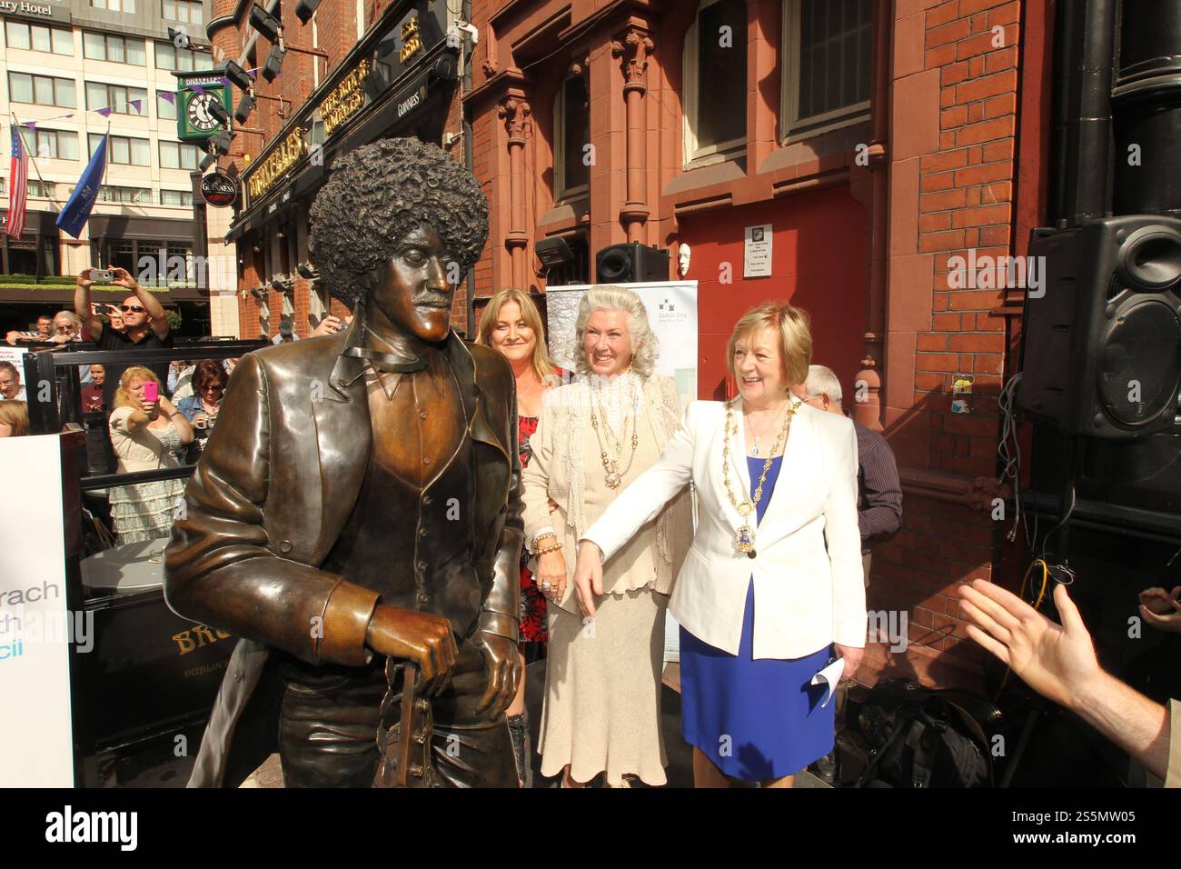 Dublin, Ireland - 15th August 2013 - Statue of Thin Lizzy's Phil Lynott ...