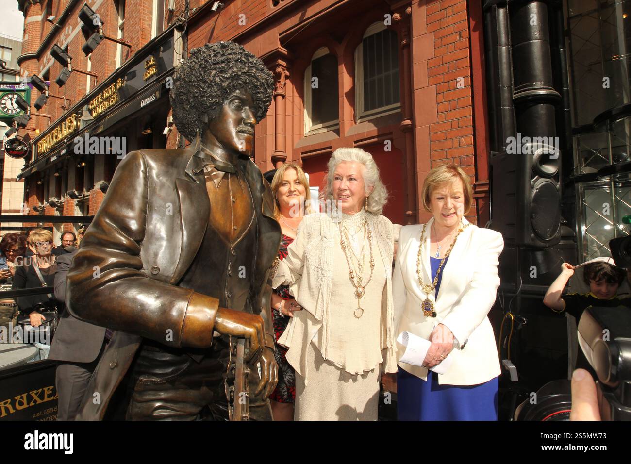 Dublin, Ireland - 15th August 2013 - Philmena Lynott with the statue ...