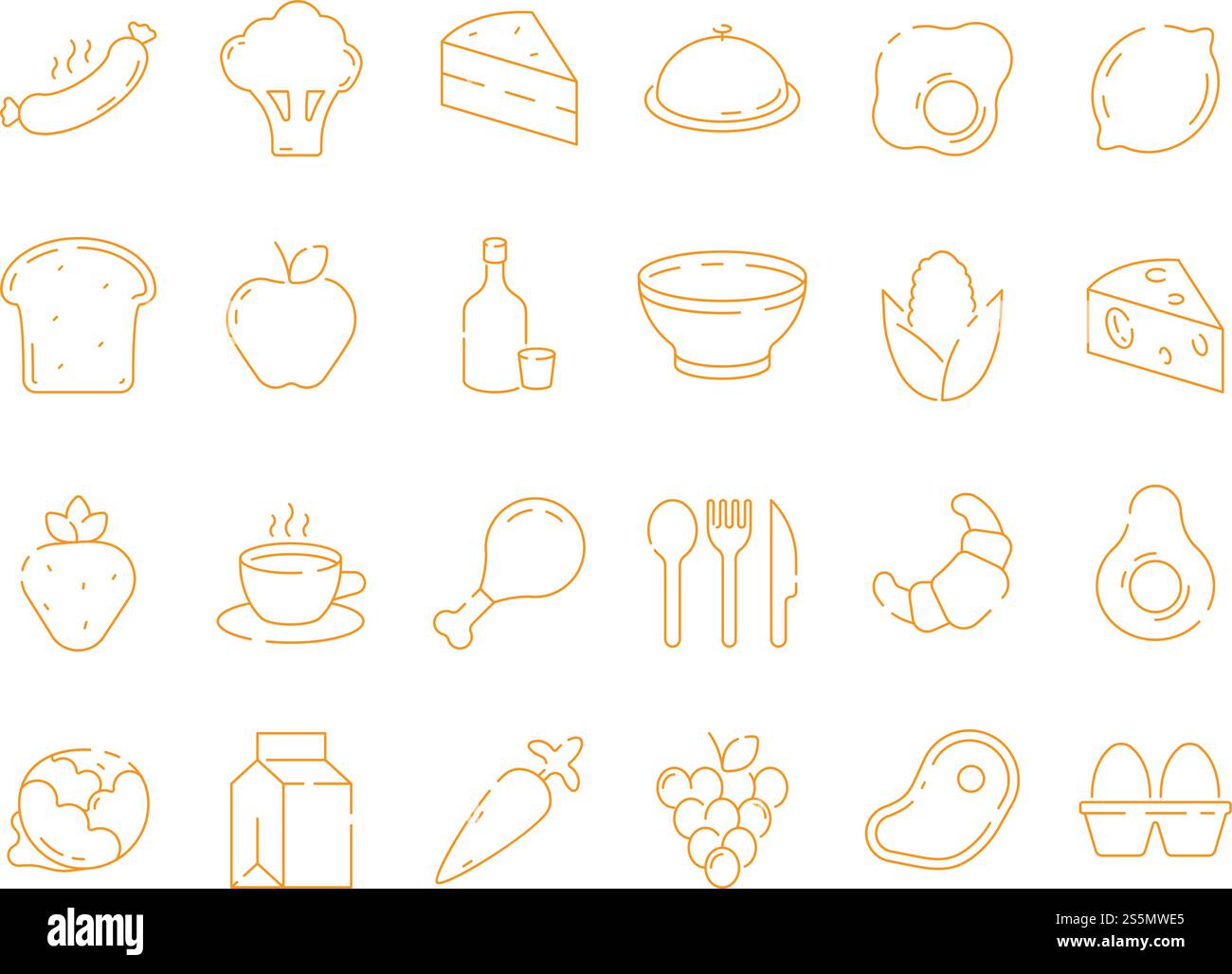Food pictogram. Kitchen menu fresh products vegetables bread fish ...