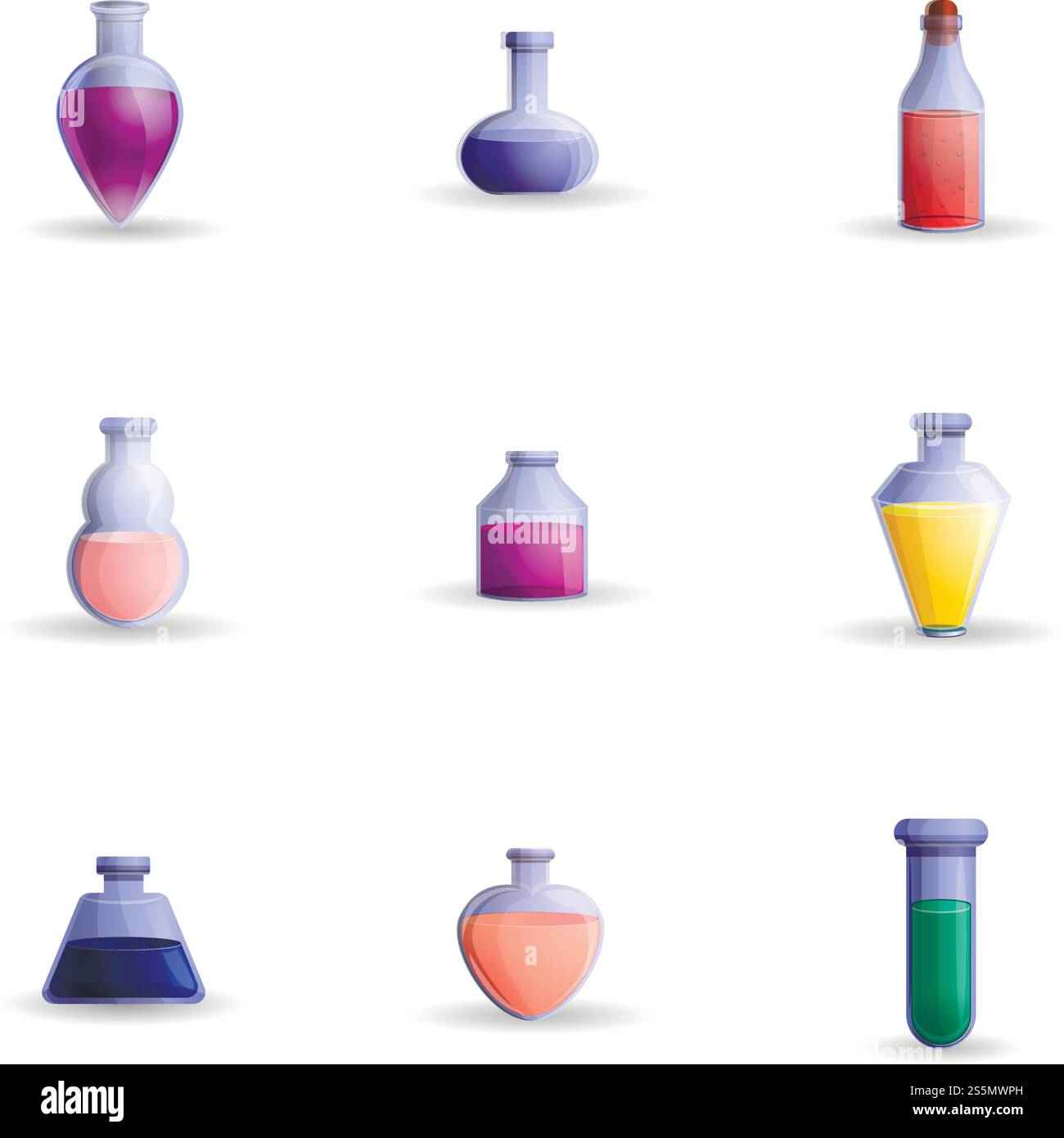 Toxic potion icon set. Cartoon set of 9 toxic potion vector icons for ...