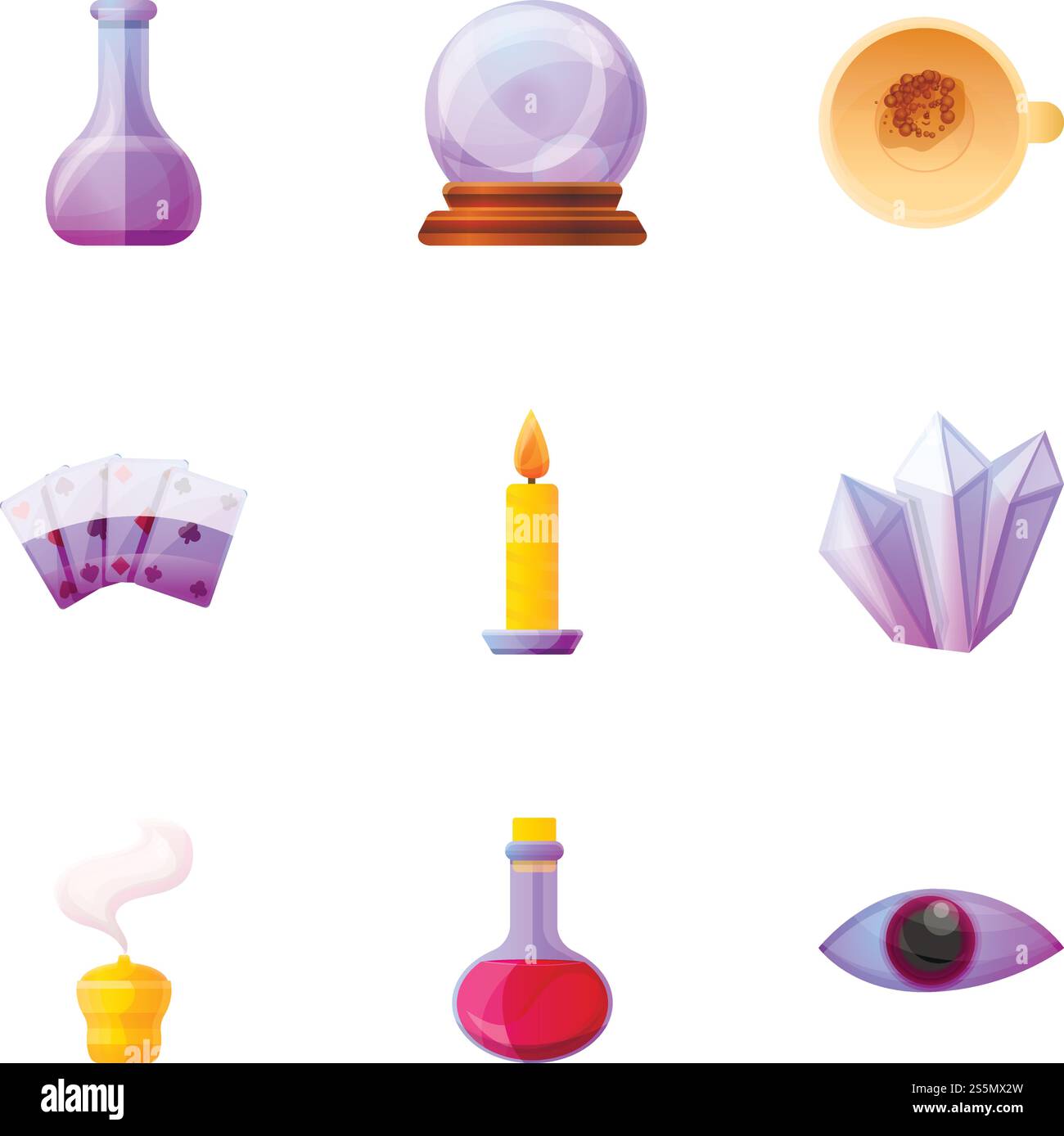 Magic tools icon set. Cartoon set of 9 magic tools vector icons for web ...