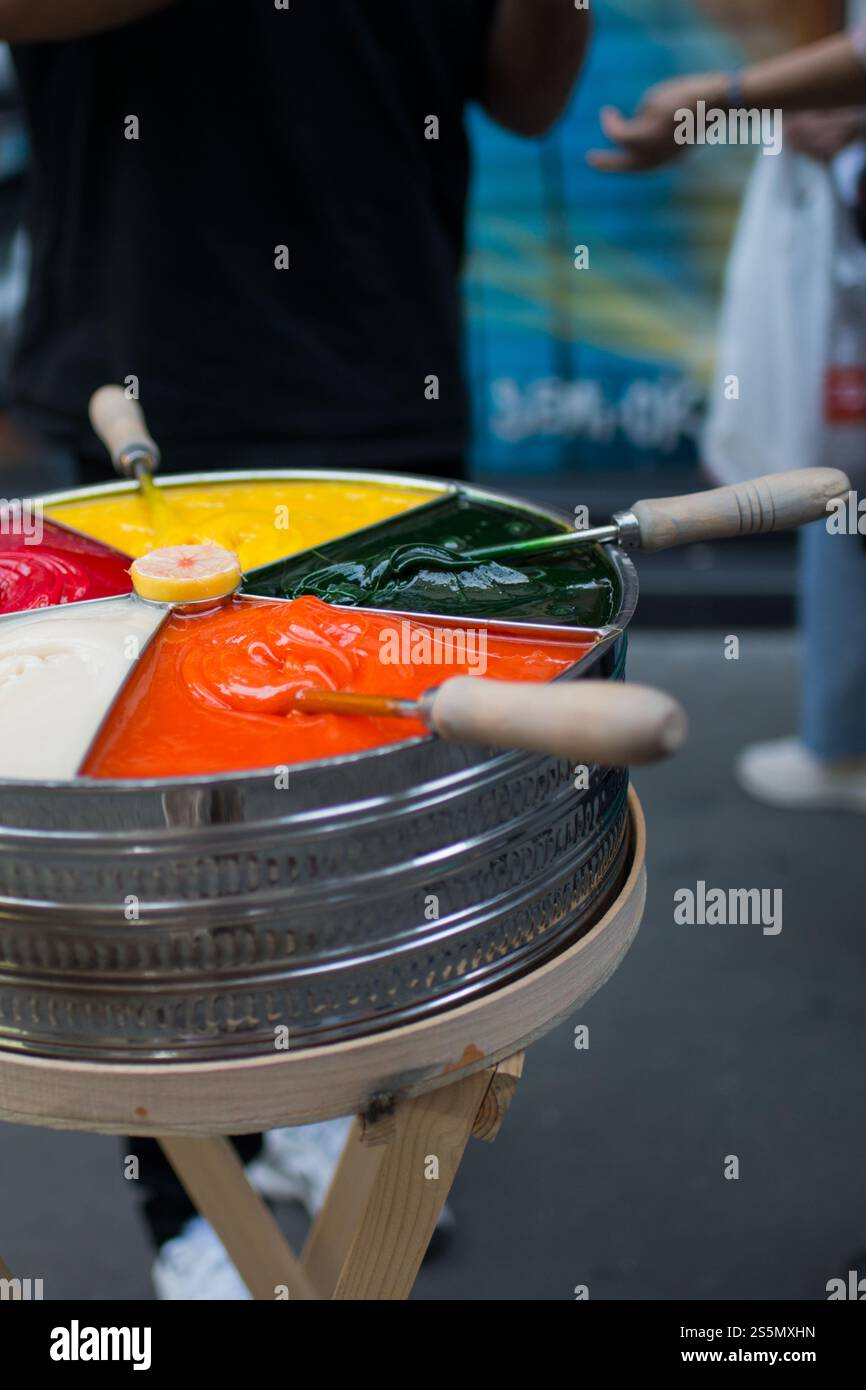 Macun (soft, sweet and colorful Turkish toffee paste ) in traditional ...