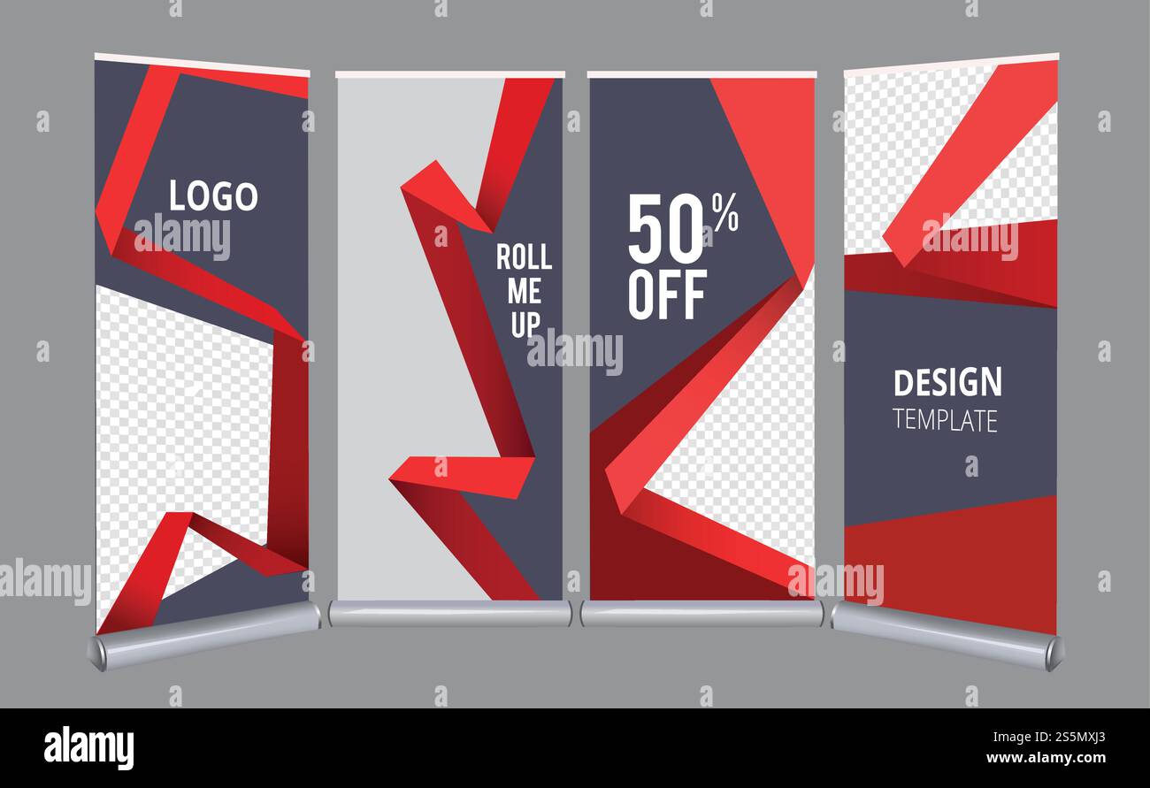 Roll up banners. Advertizing stand office mall presentation vertical ...