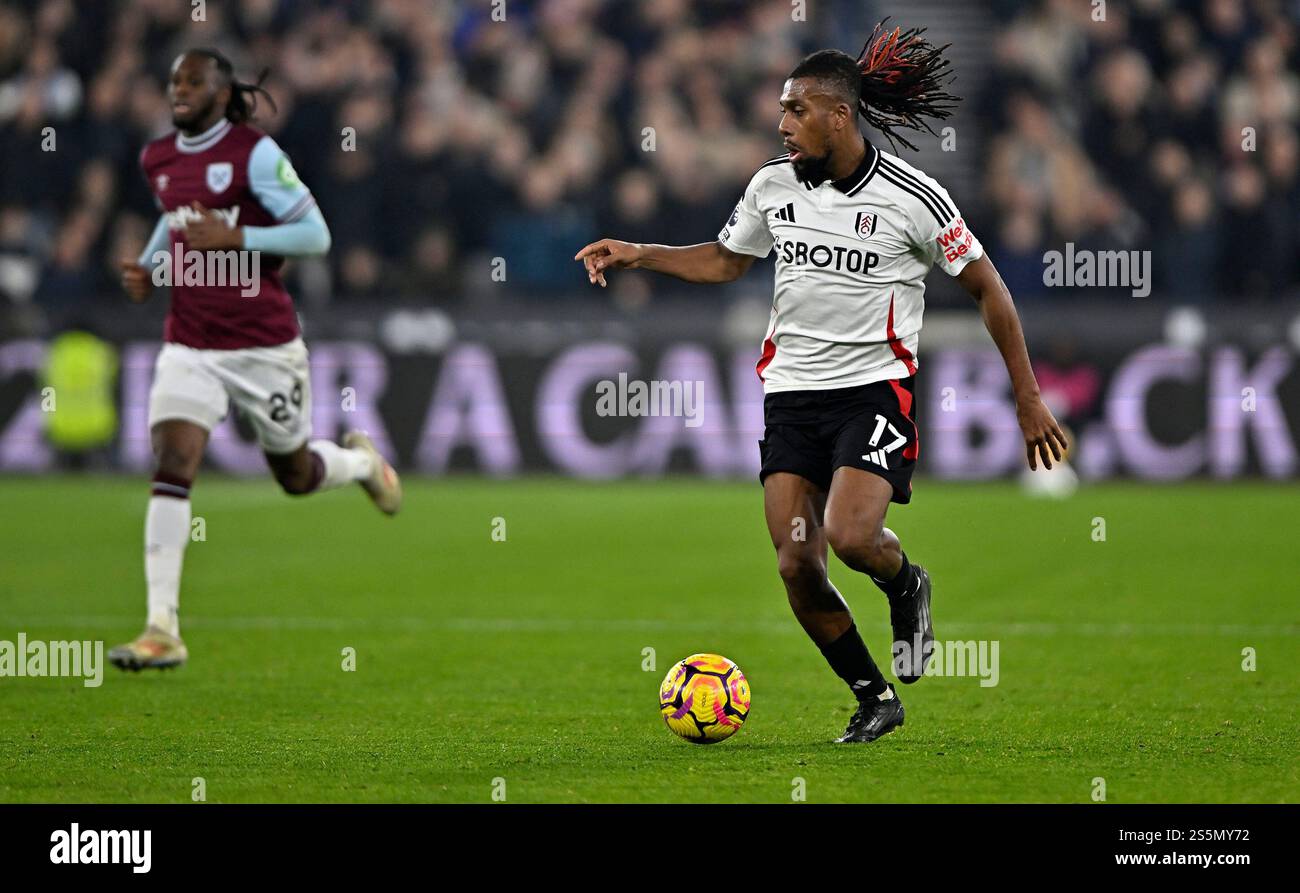 London UK 14th January 2025. Alex Iwobi (Fulham) during the West Ham vs ...