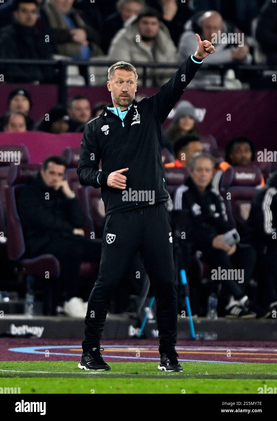 London, UK. 14th Jan, 2025. Graham Potter (West Ham, head coach) during ...