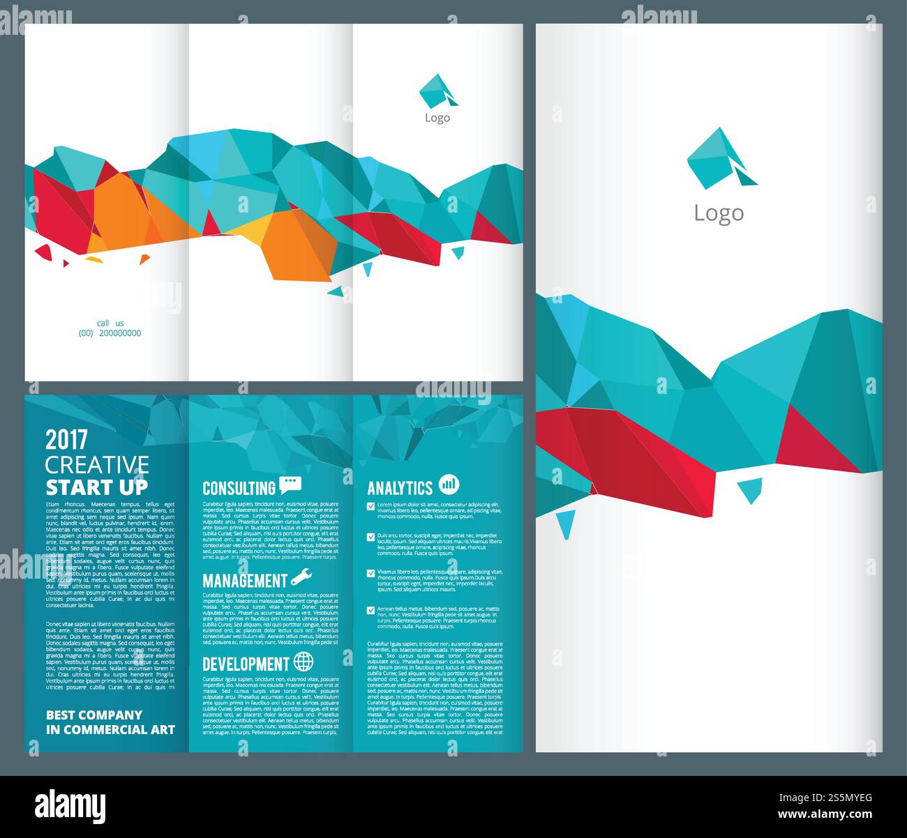 Trifold leaflet. Business brochure folded vector design template ...