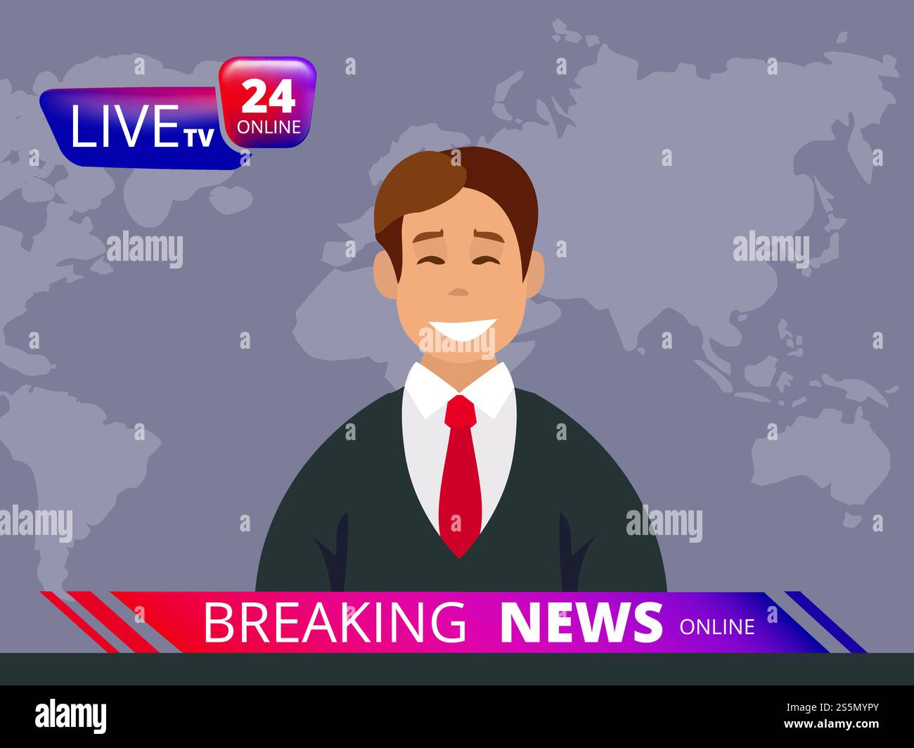 Television news. Breaking reporter tv and broadcast headline news anchor vector graphic template ...
