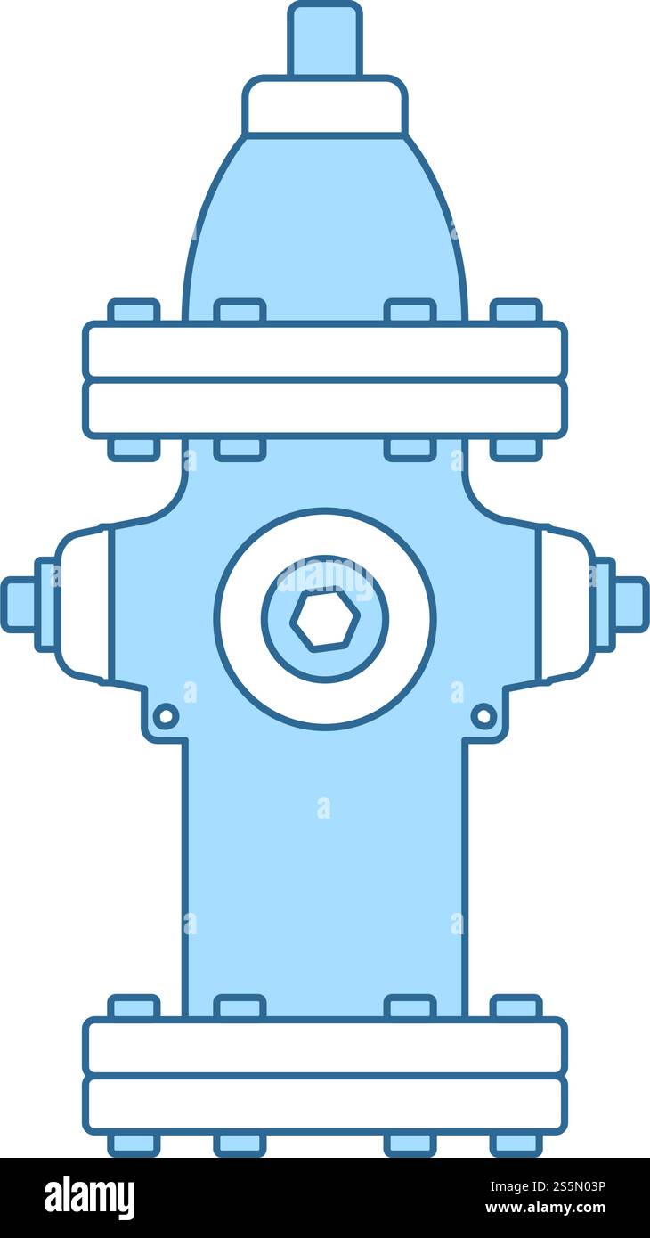 Fire Hydrant Icon. Thin Line With Blue Fill Design. Vector Illustration ...