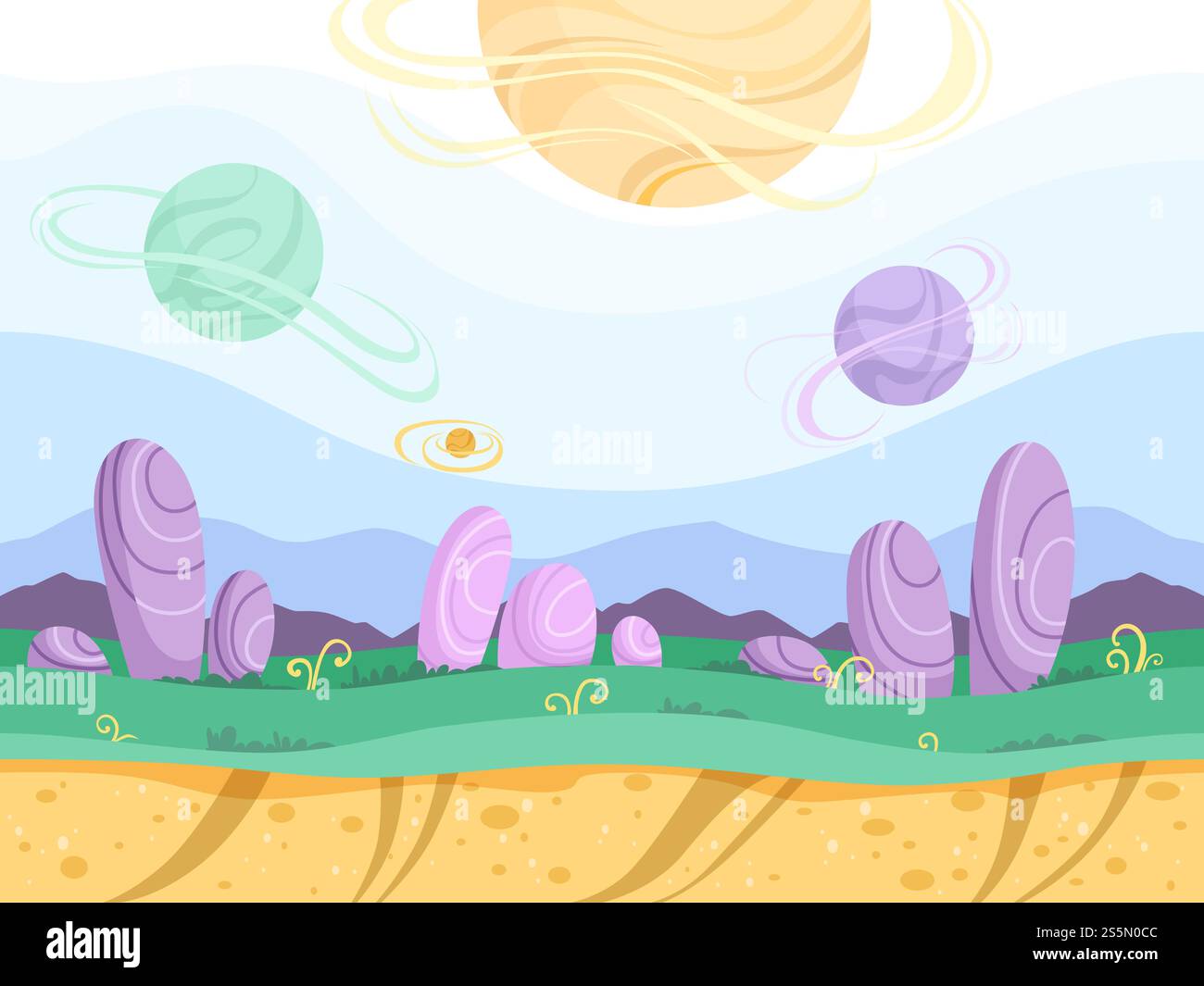 Alien seamless background. Moon surface strange futuristic fantasy ...
